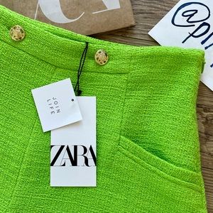 Zara | Shorts | Zara Highwaisted Shorts W Gold Buttons Neon Green ...